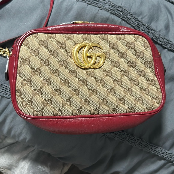 Gucci | Bags | Gucci Red Original Gg Canvas Marmont Crossbody | Poshmark